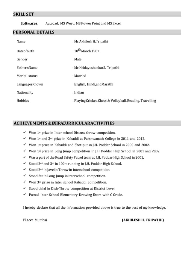 CV - Akhilesh H. Tripathi | PDF