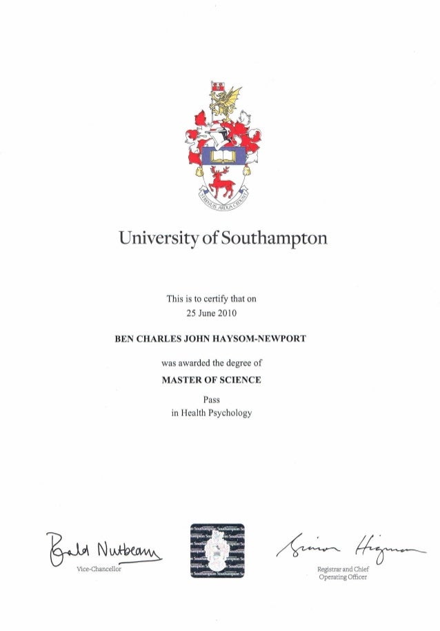 Certificate MSc