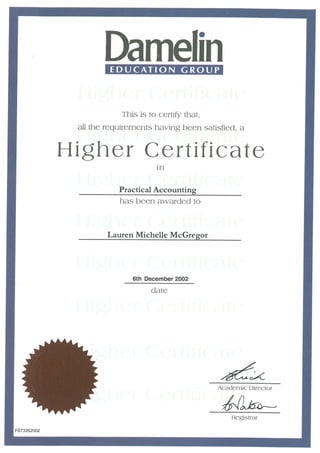 06. Damelin - Higher Certificate in Practical Accounting | PDF
