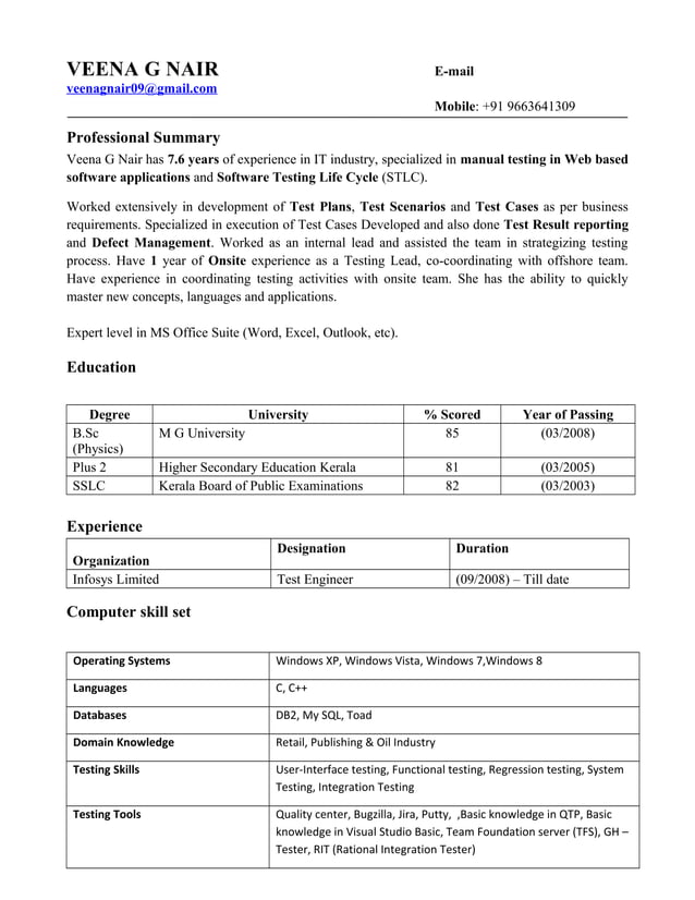 Veena G Nair_Resume | PDF