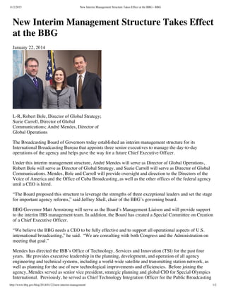 BBG New Interim Management Structure Takes Effect January 2014 | PDF ...