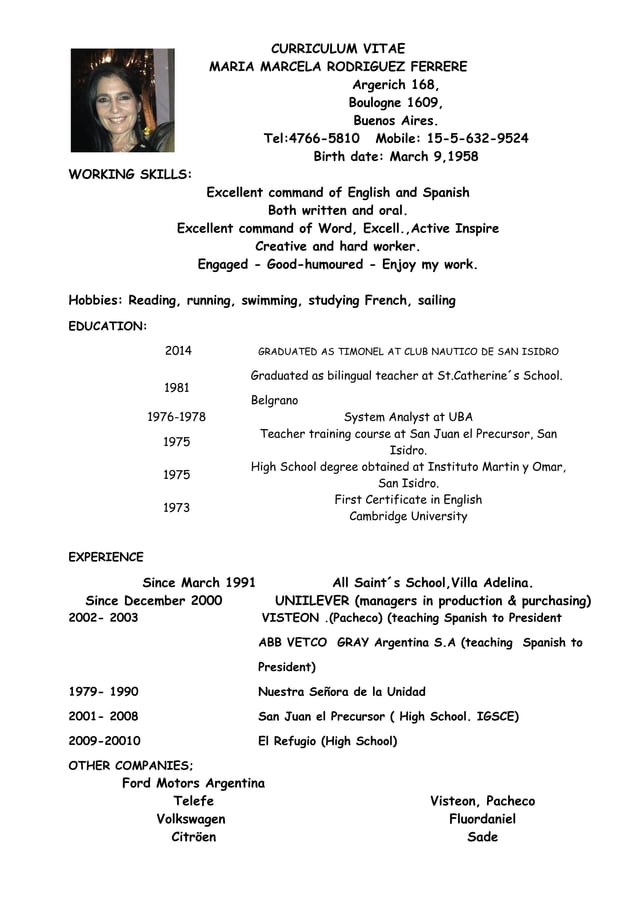 CURRICULUM VITAE, Marcela Rodriguez Ferrere, 2016 | PDF