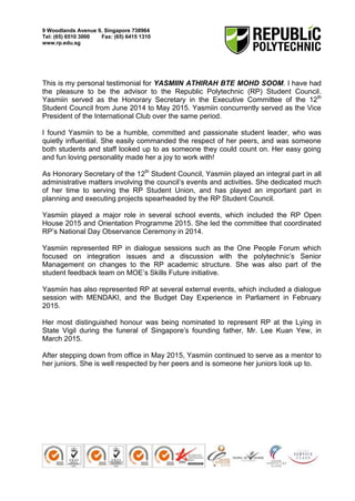 Testimonial Yasmiin | PDF | Graduation | Personal Celebrations & Life ...