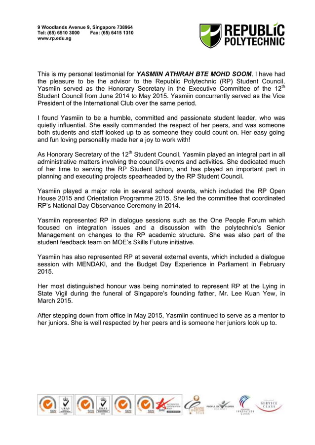 Testimonial Yasmiin | PDF | Graduation | Personal Celebrations & Life ...