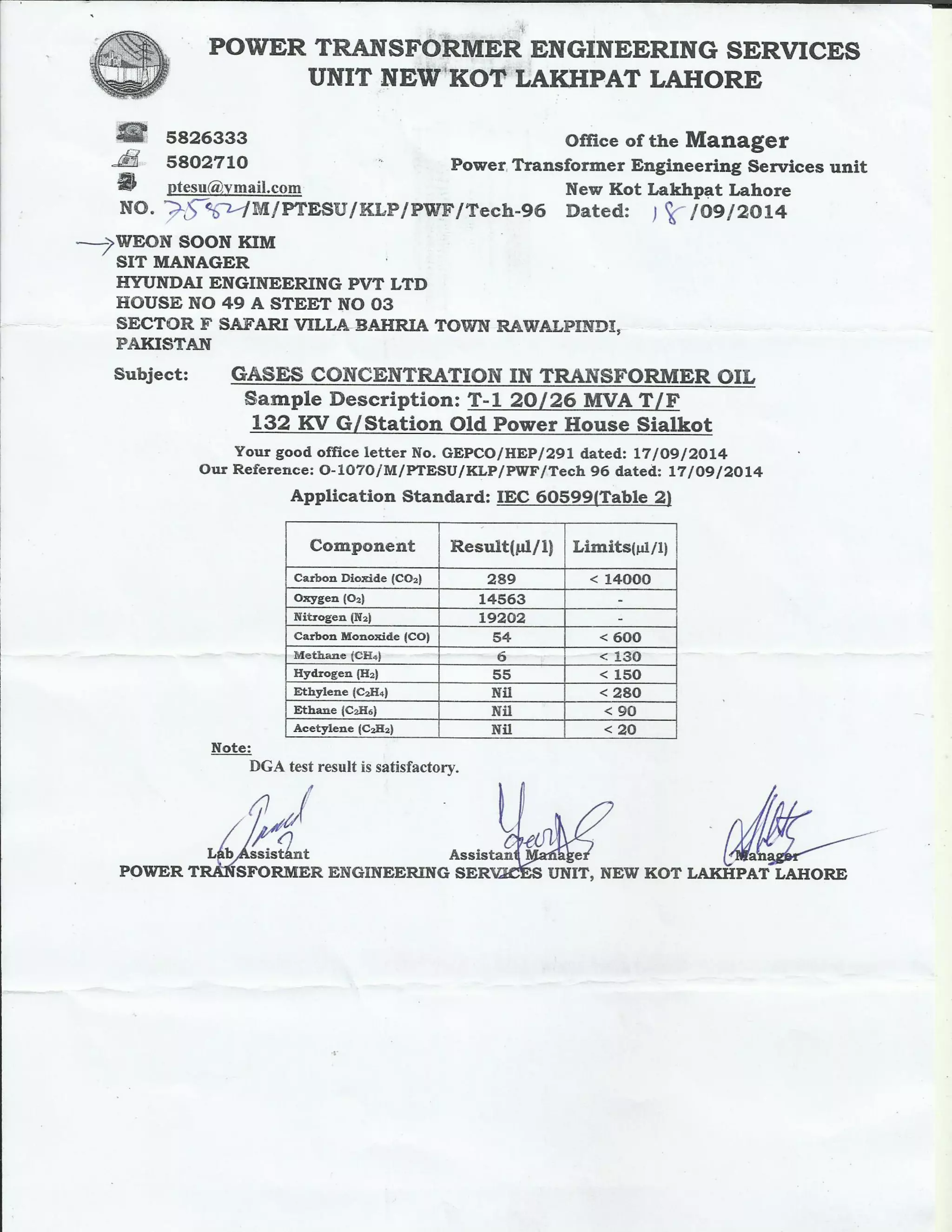 (DGA)oil test report Gepco | PDF