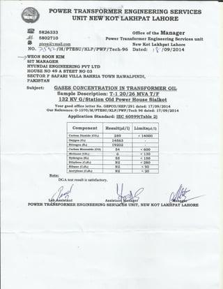 (DGA)oil test report Gepco | PDF