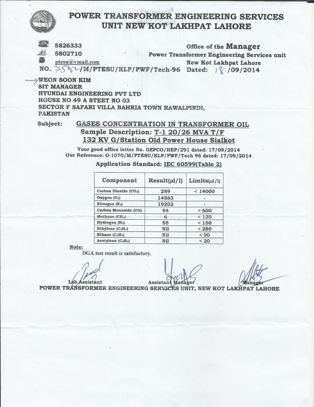 (DGA)oil test report Gepco | PDF