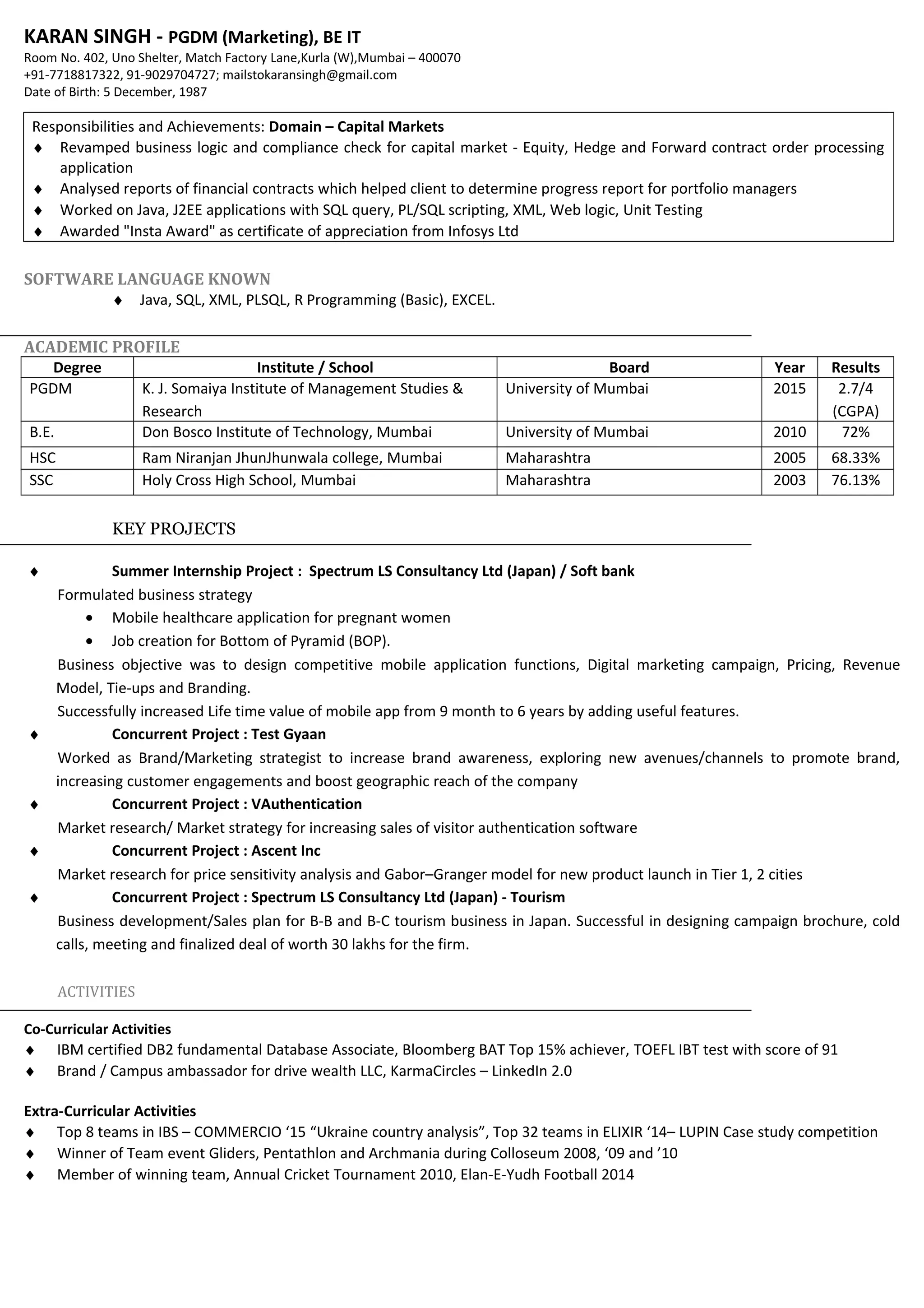 Karan Singh Updated Resume | DOC | Databases | Computer Software and Applications