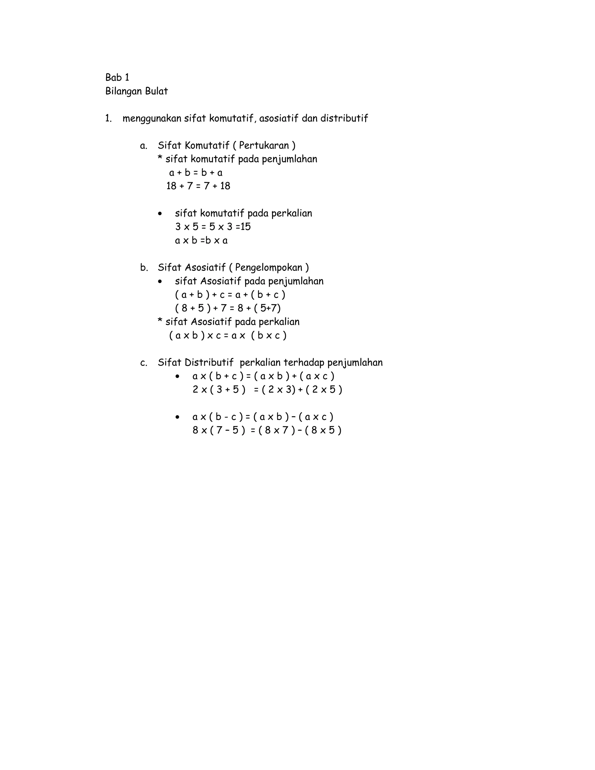 Materi Matematika Bab 1 Bilangan Bulat Kelas 5 | DOC