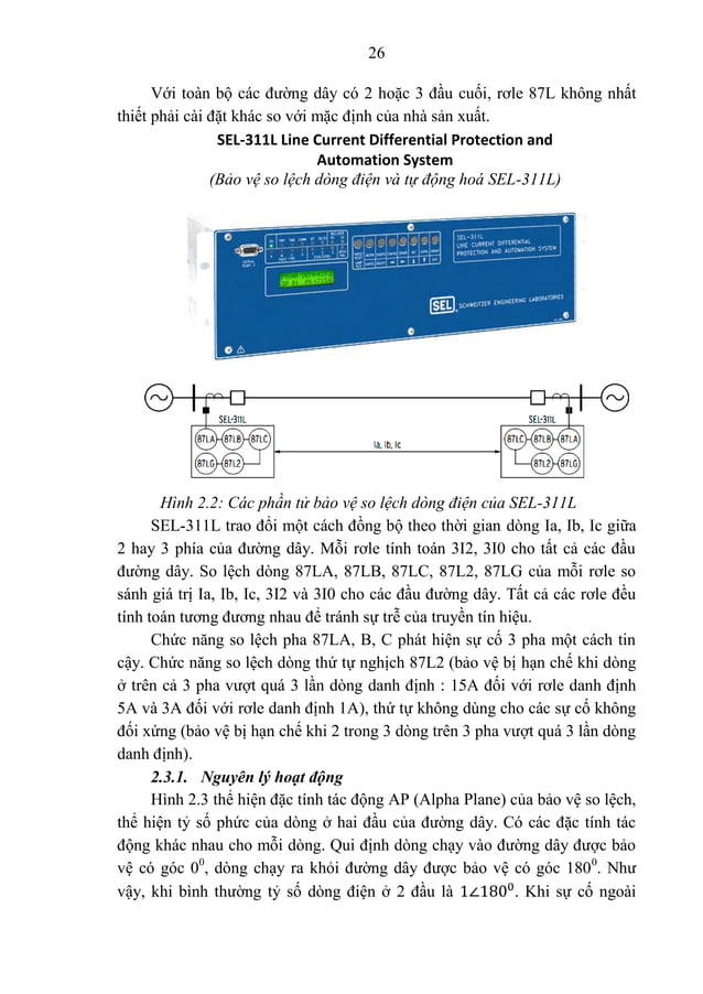 PHÂN TÍCH, ĐÁNH GIÁ RƠLE SEL-311L BẢO VỆ SO LỆCH DỌC ĐƢỜNG DÂY 500KV DI ...