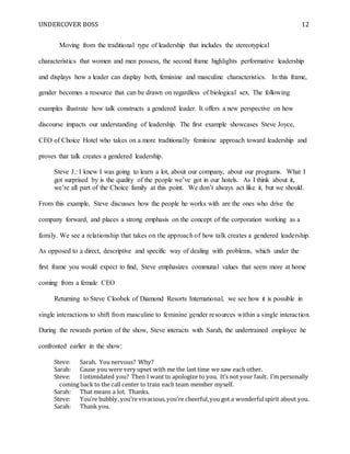 Undercover Boss Research | PDF