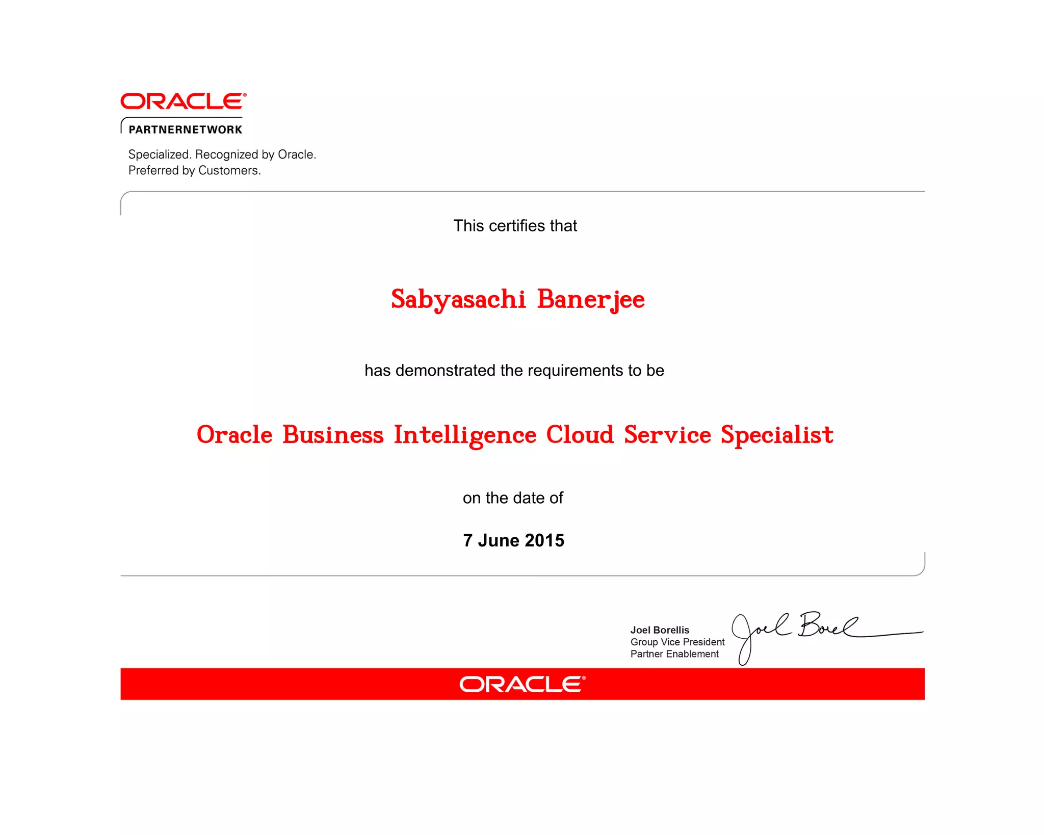 Saby-Oracle Business Intelligence Cloud Service Specialist-07-June-2015 | PPT