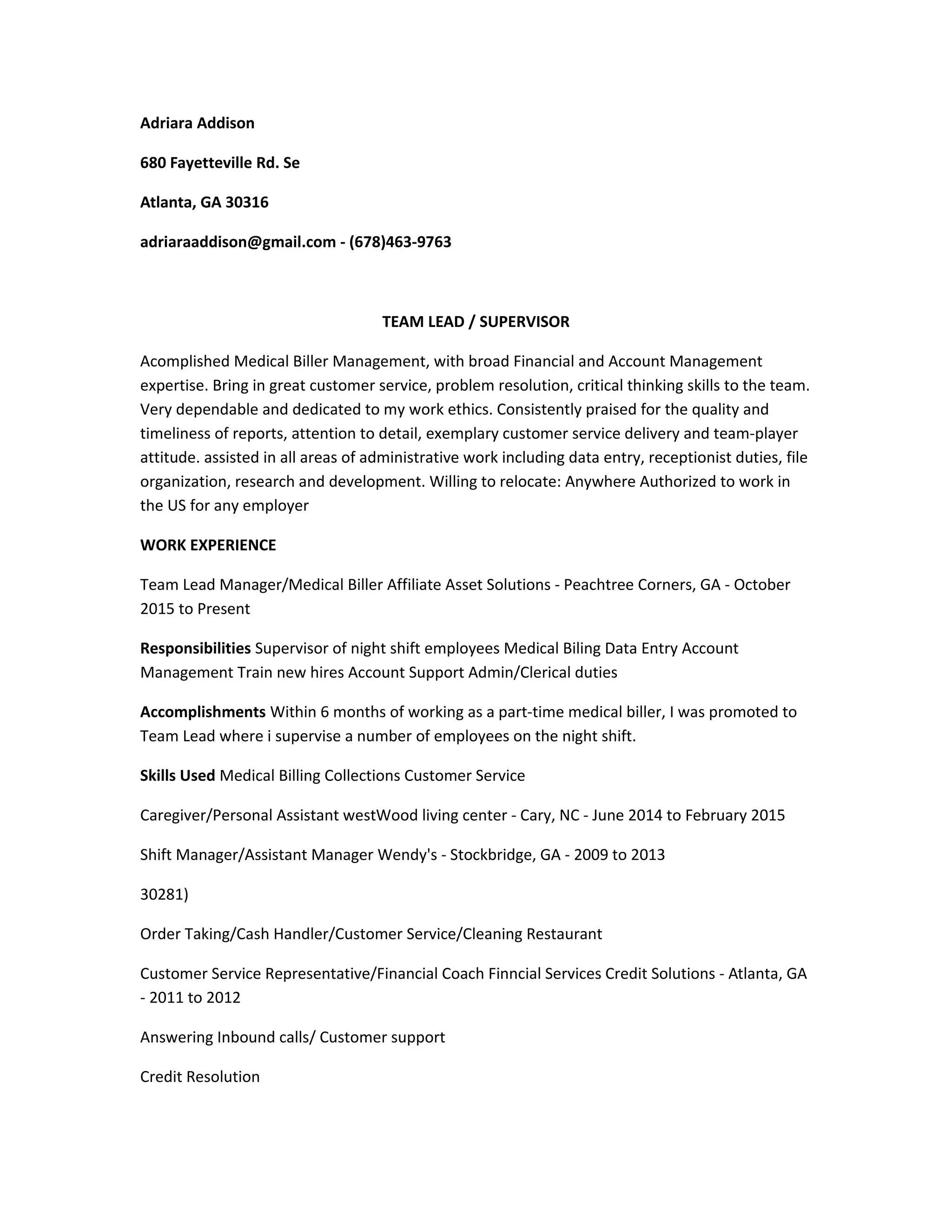 Updated Resume 2016 | RTF