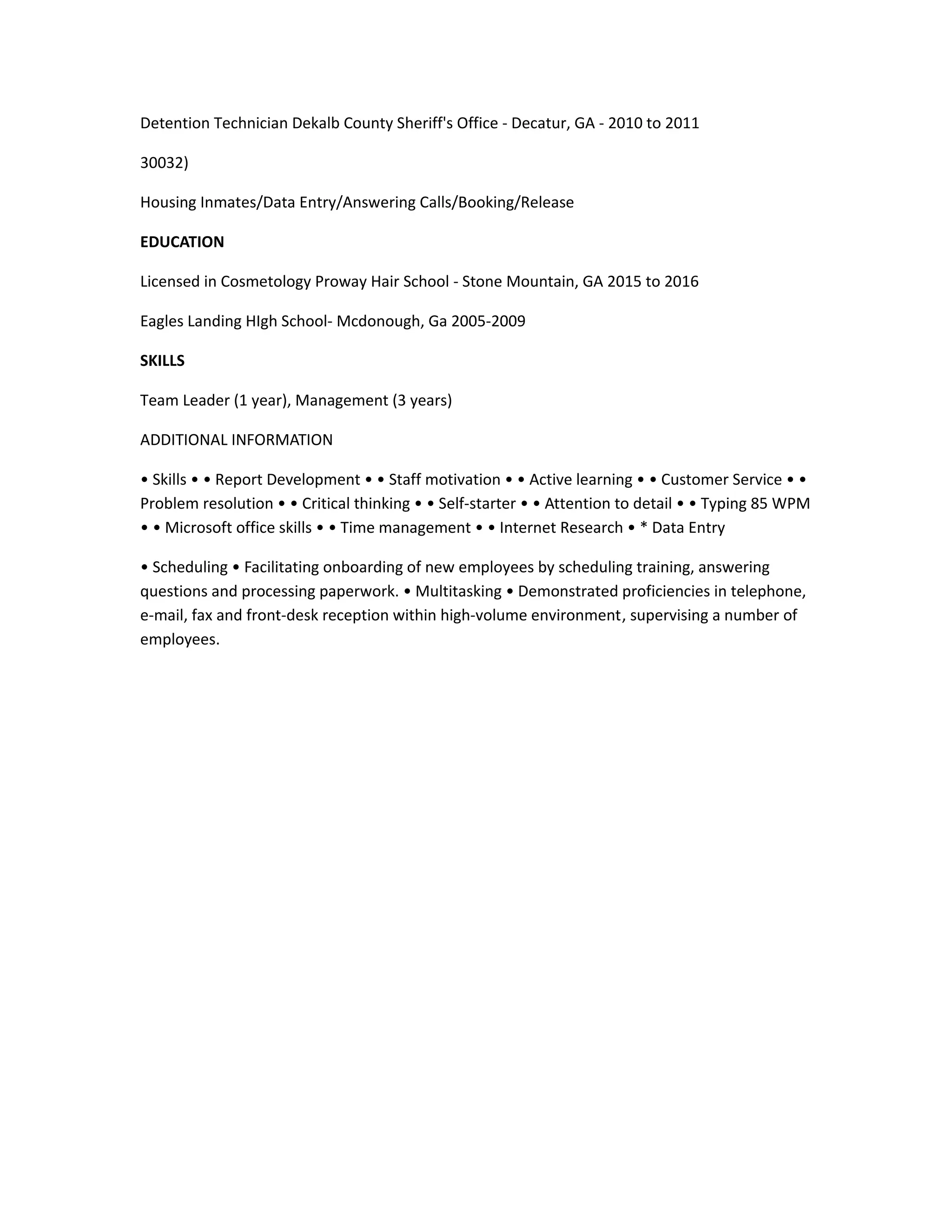 Updated Resume 2016 | RTF