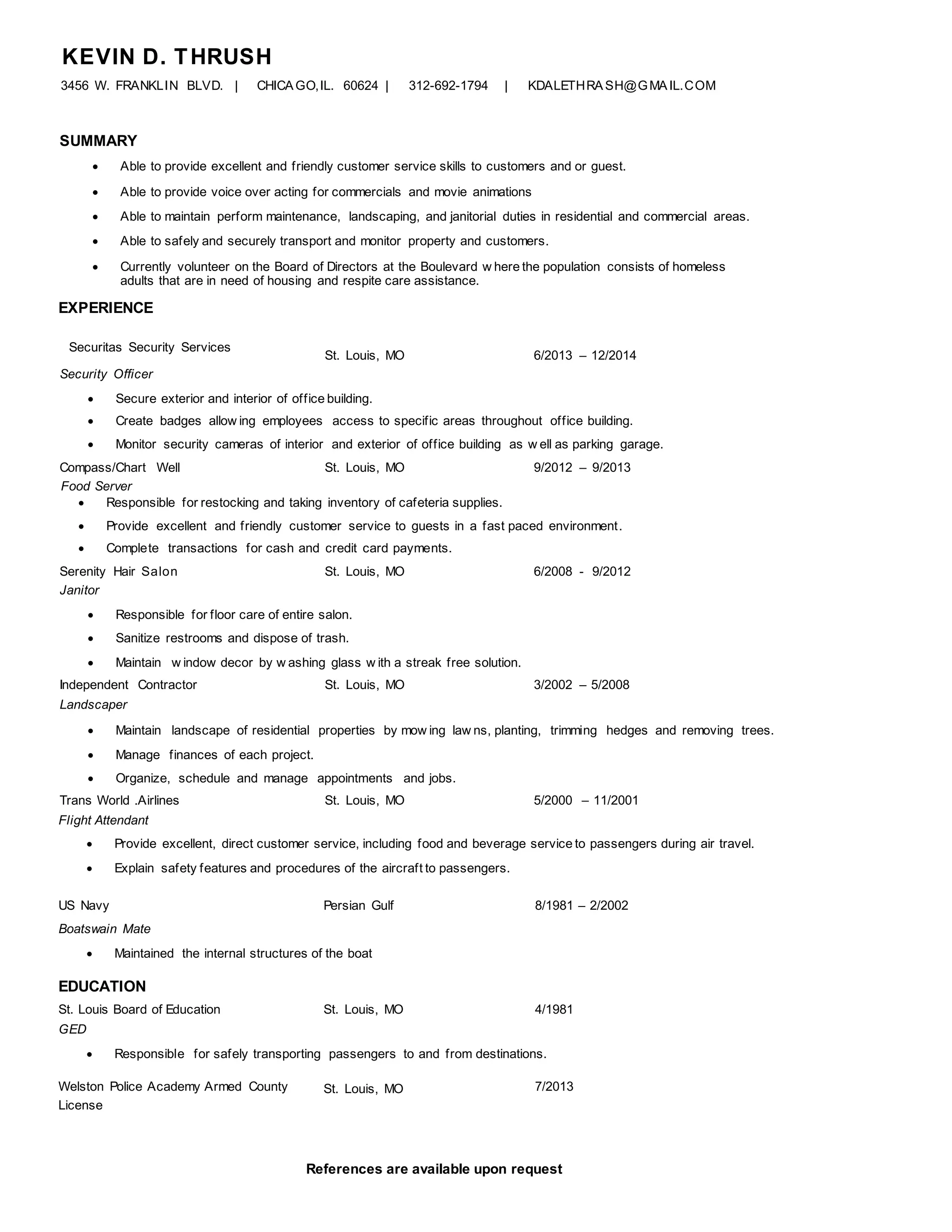 Kevin Thrush Resume james | PDF