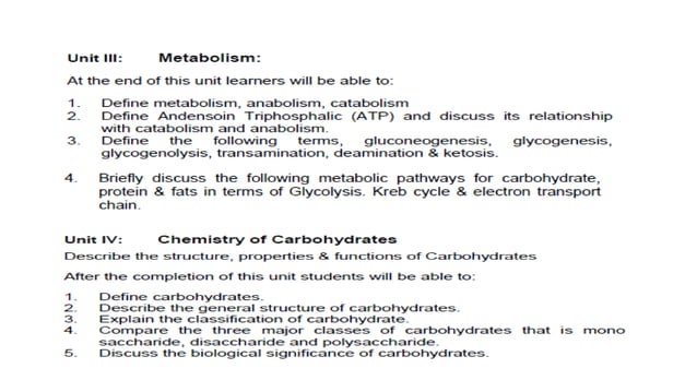 GBSN - Biochemistry course outline | PPT