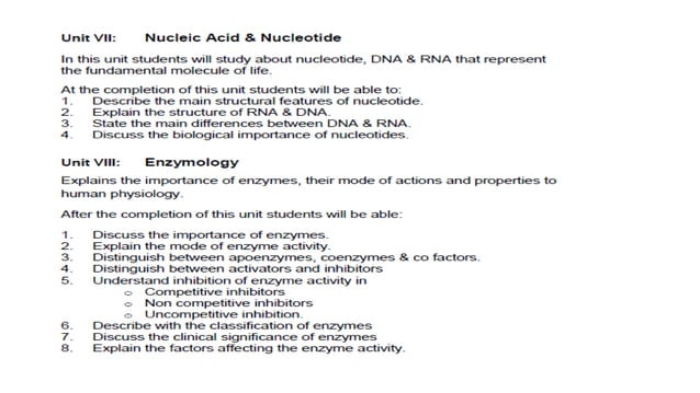 GBSN - Biochemistry course outline | PPTX