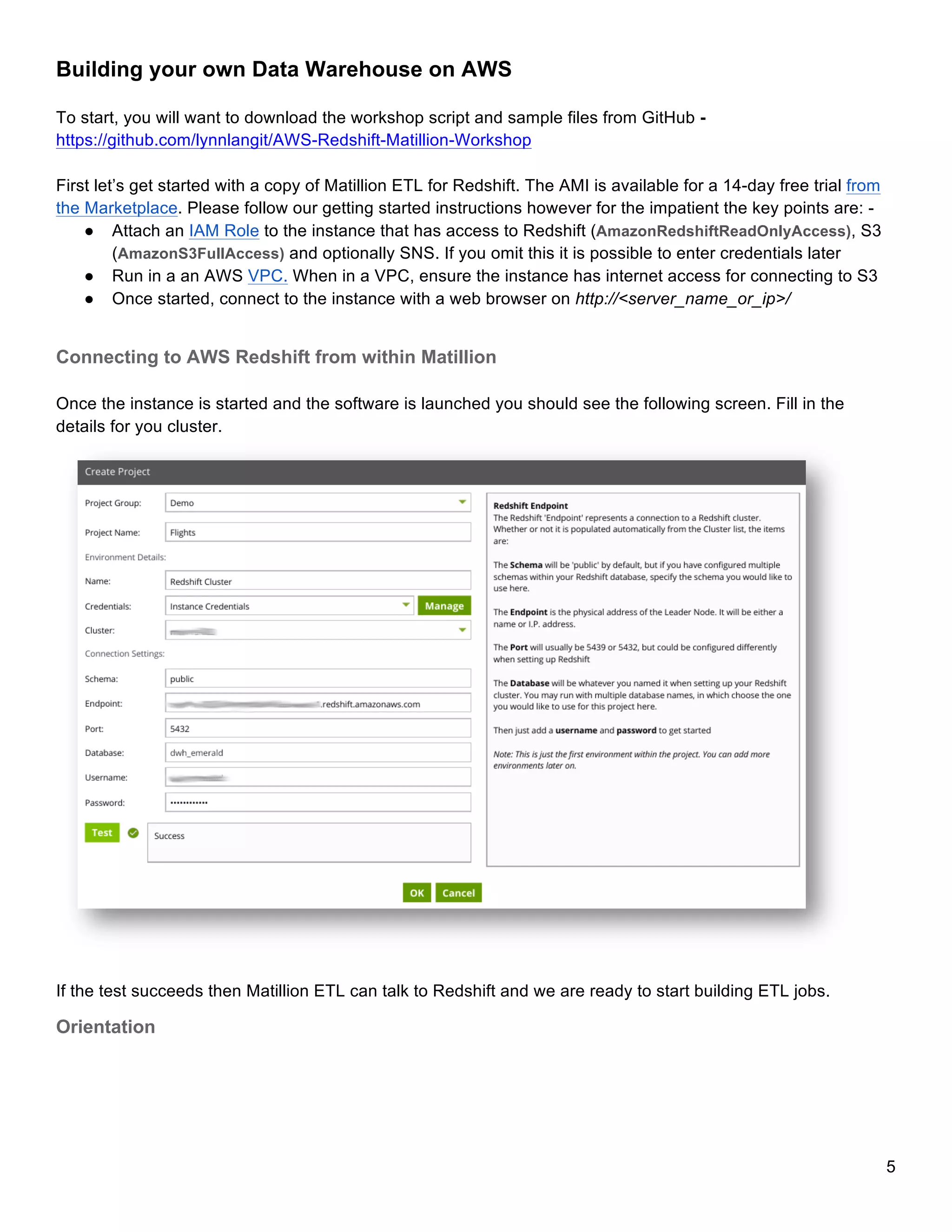 Building AWS Redshift Data Warehouse with Matillion and Tableau | PDF