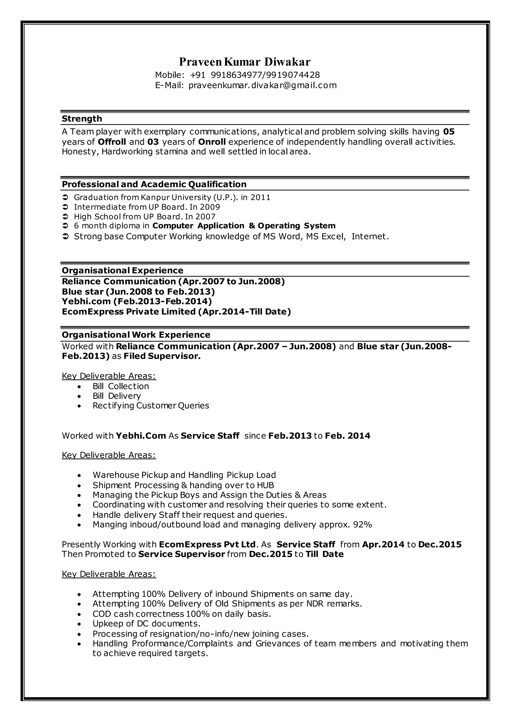 Praveen Resume | DOCX