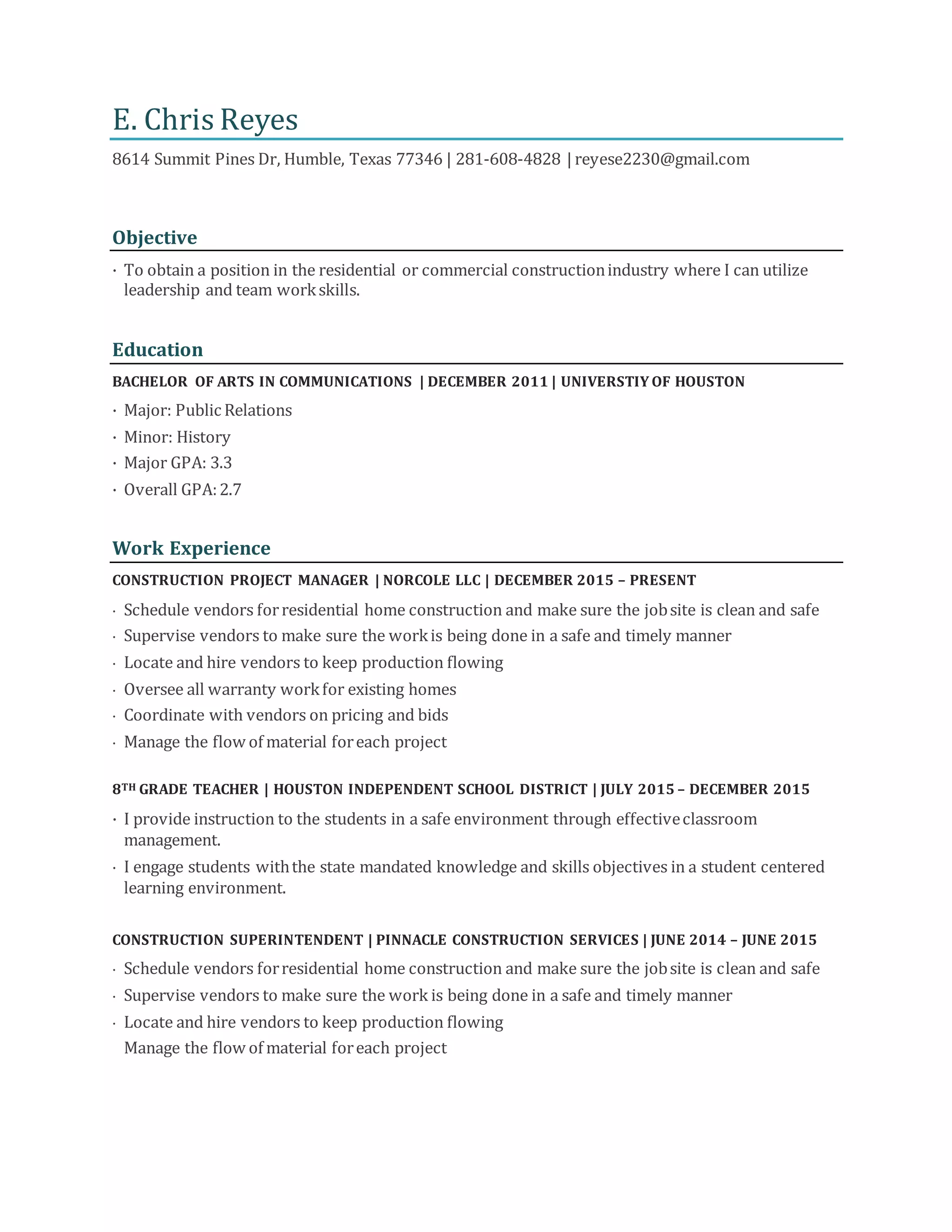 Chris_resume 5 | PDF