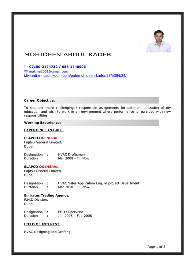Mohideen Kader CV | DOC | Operating Systems | Computer Software and Applications