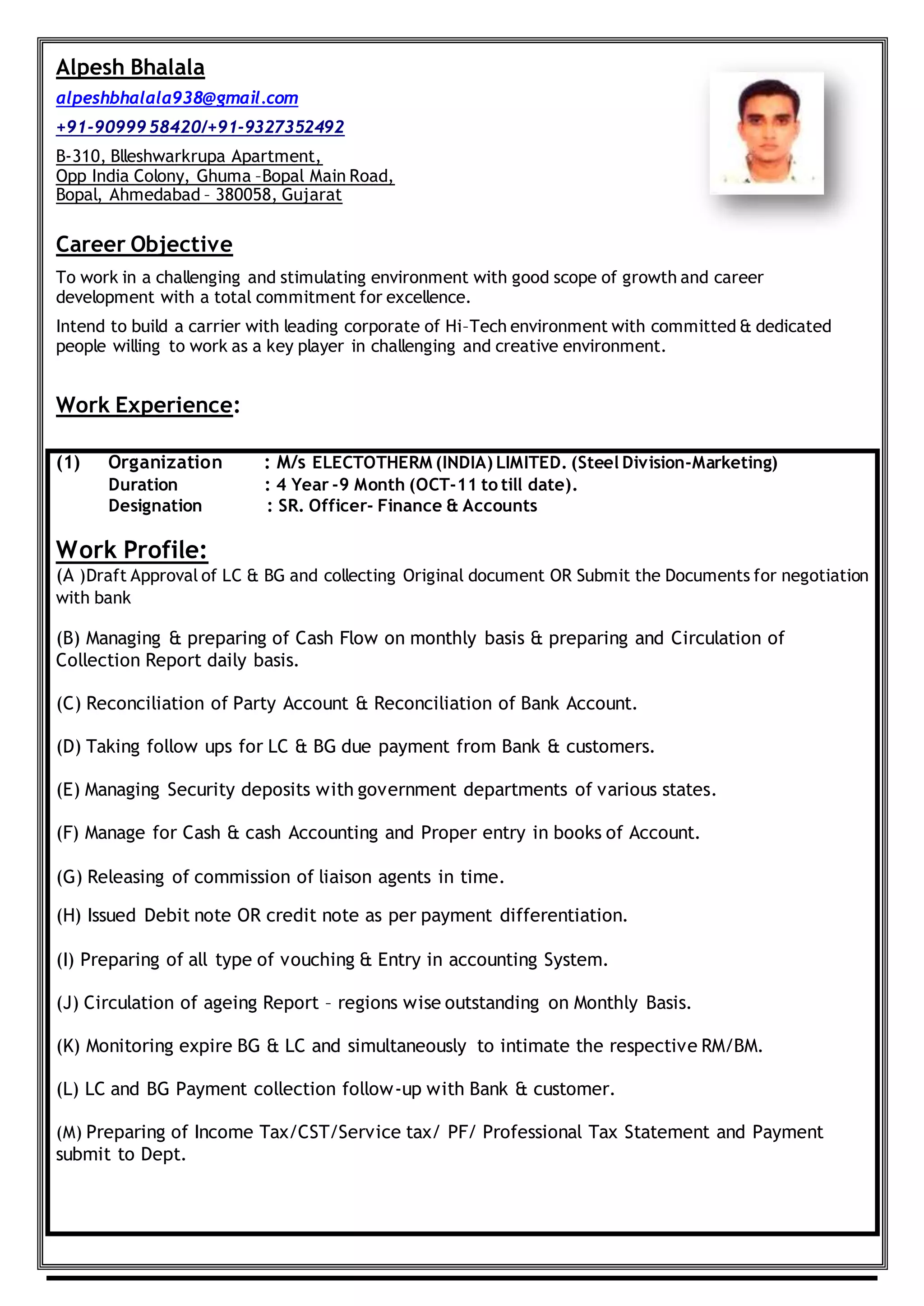 ALPESH BHALALA RESUME | PDF