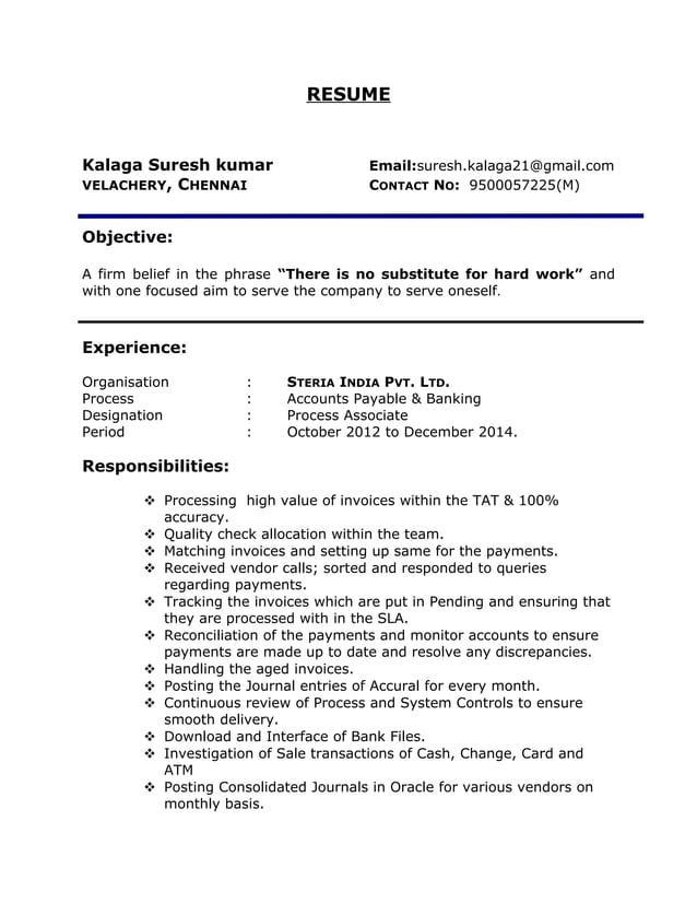 suresh resume 2.5 yrs | DOC | Business Accounting & Finance | Business