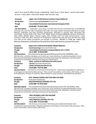 Sr Commi Instrument Technician | PDF