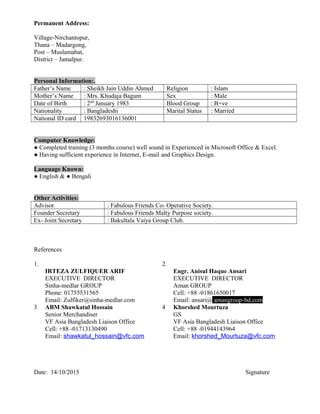 Resume of Sheikh Khairul Bashar | PDF