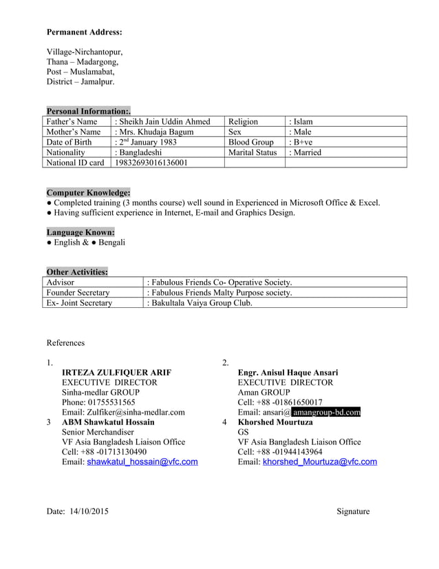 Resume of Sheikh Khairul Bashar | PDF | Free Download
