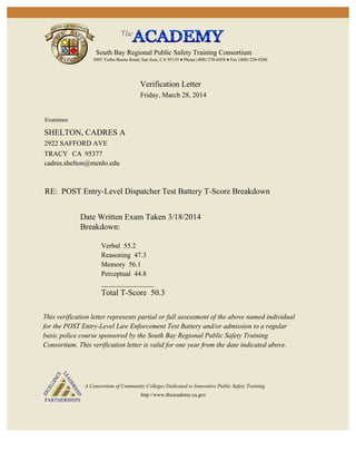 P.O.S.T. Exam Results | PDF | Education