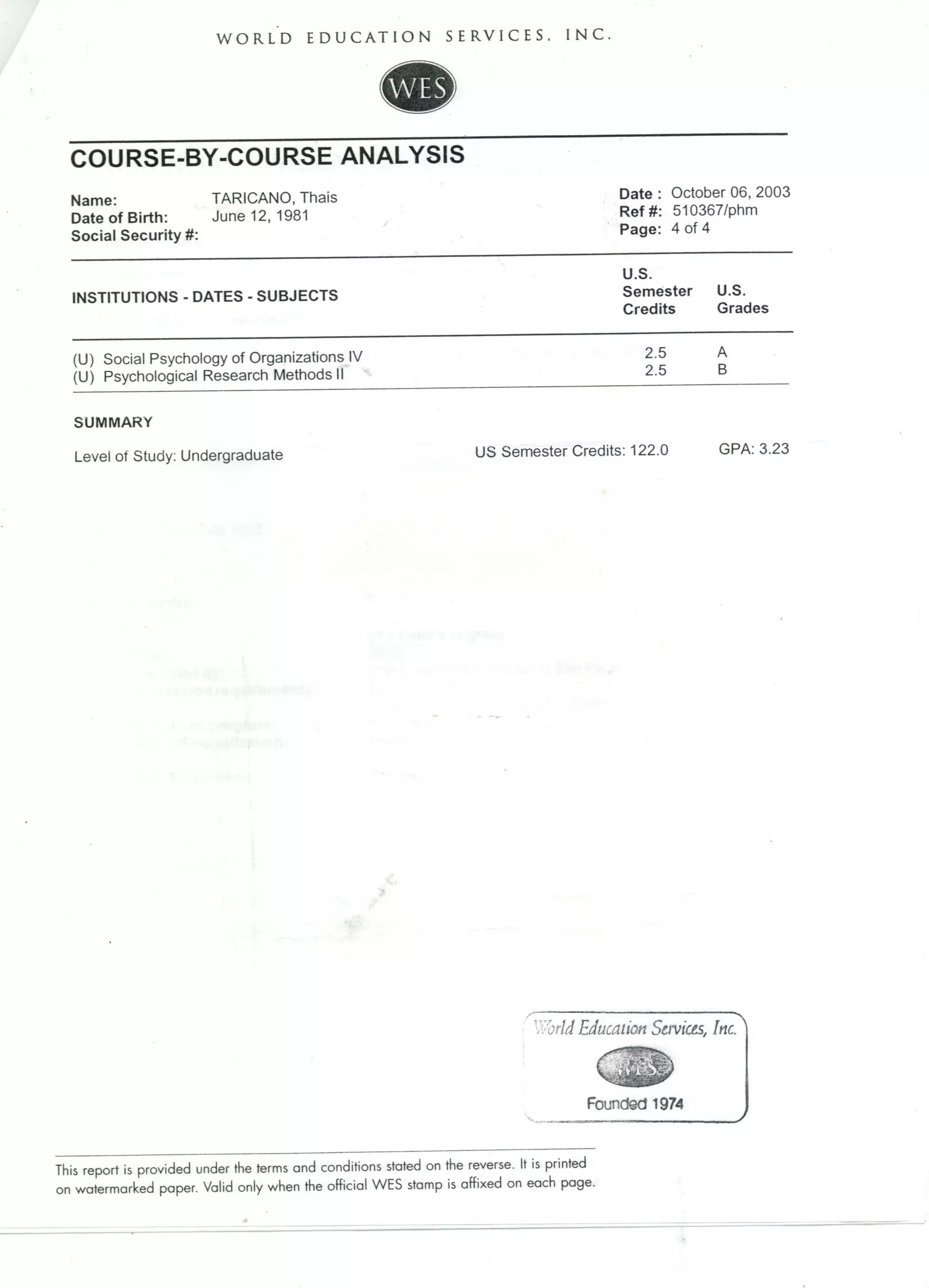 WES BACHELOR DEGREE REPORT GPA-1 | PDF