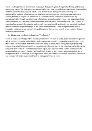 Justin Whiting - School Captains and Vice Captains Elections Nomination ...