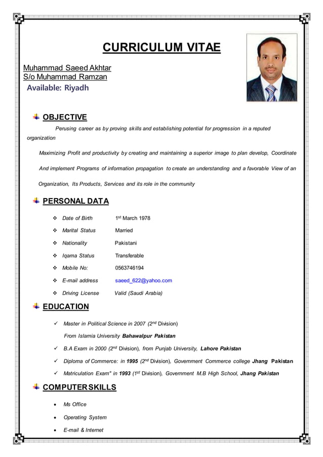 Saeed Akhtar CV | DOCX