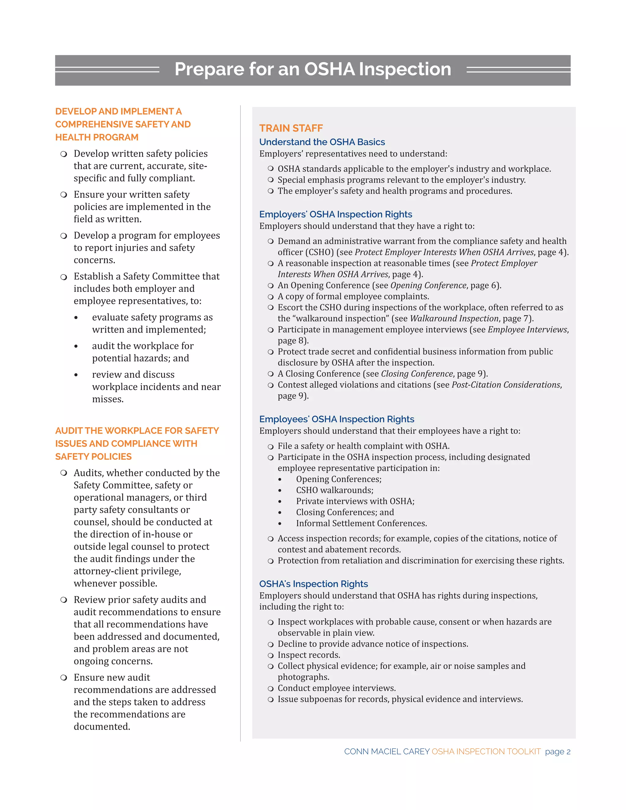 Conn Maciel - OSHA Inspection Toolkit | PDF