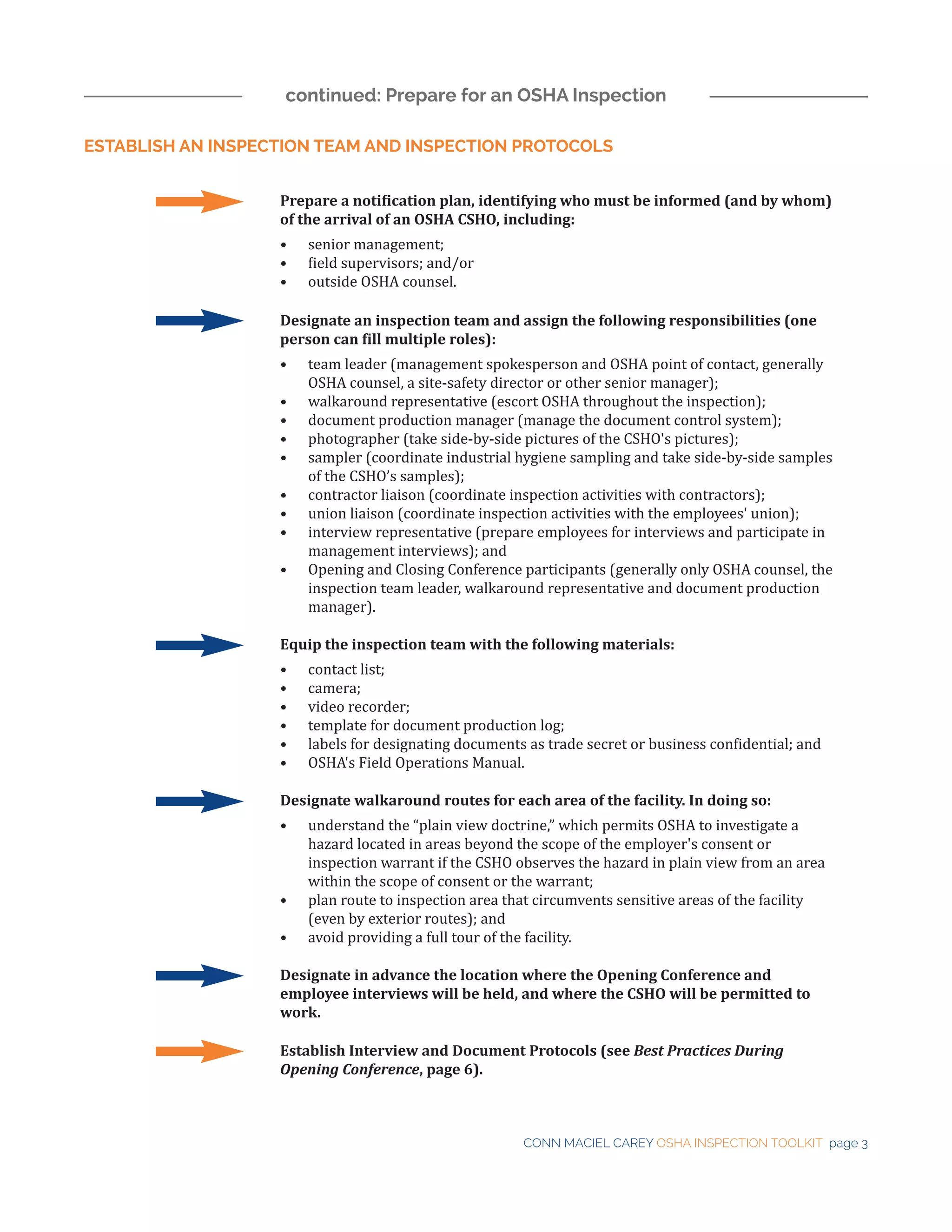 Conn Maciel - OSHA Inspection Toolkit | PDF