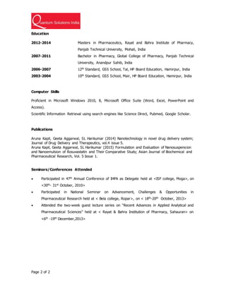 Aruna cv | DOCX | Pharmaceutical Industry | Industries