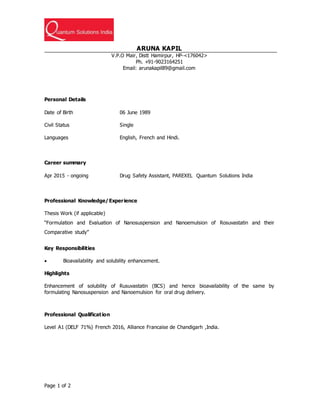 Aruna cv | PDF