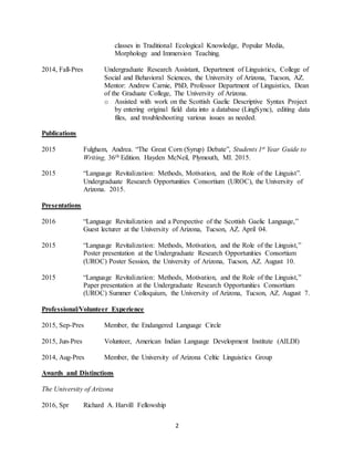 Fulgham - CV | DOCX | Undergraduate Education | College Education