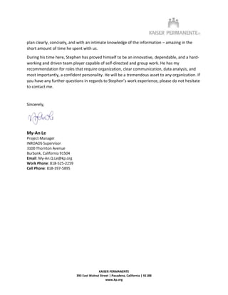 Kaiser Permanente Letterhead