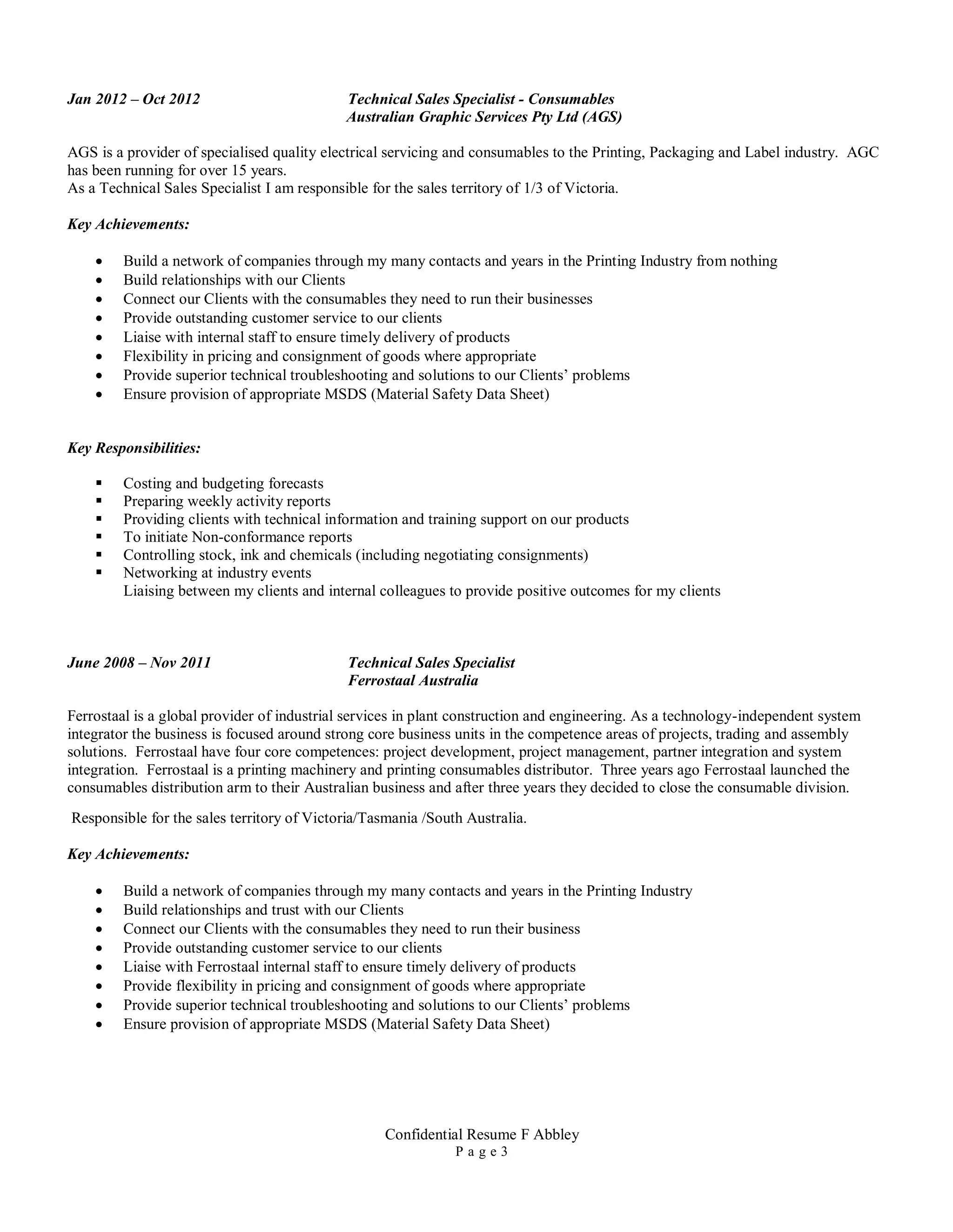 Frank Abbley CV August FINAL 2016 | PDF