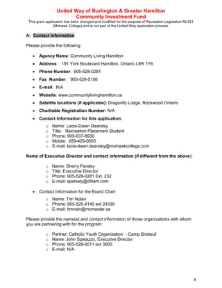 CLH UNITED WAY Grant Application | PDF