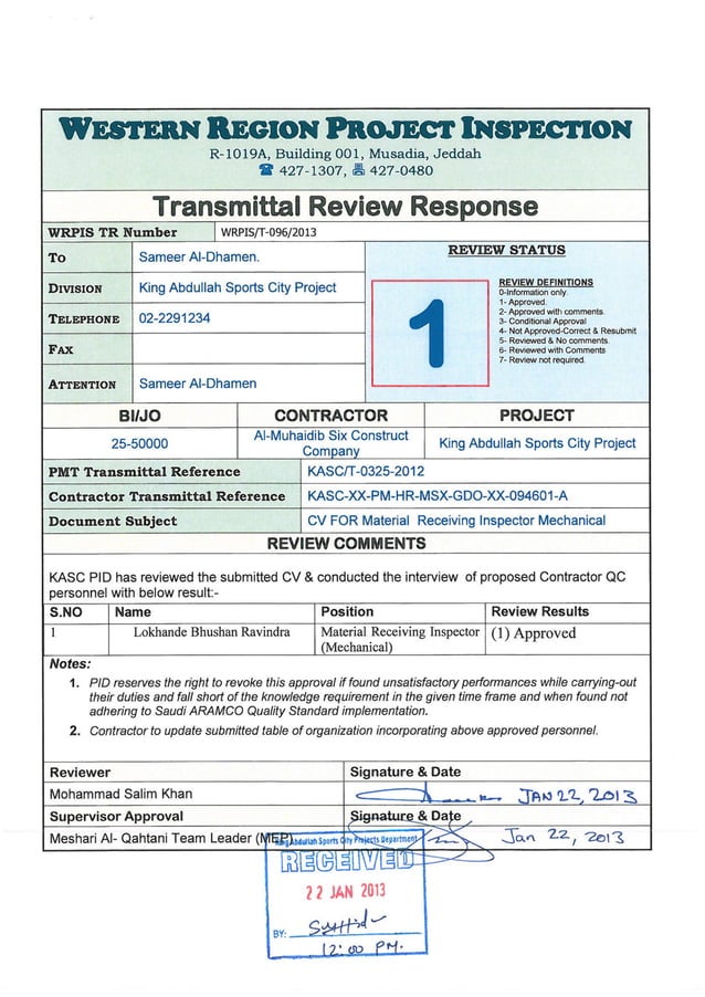 MRI ARAMCO APPROVAL KASC PROJECT | PDF