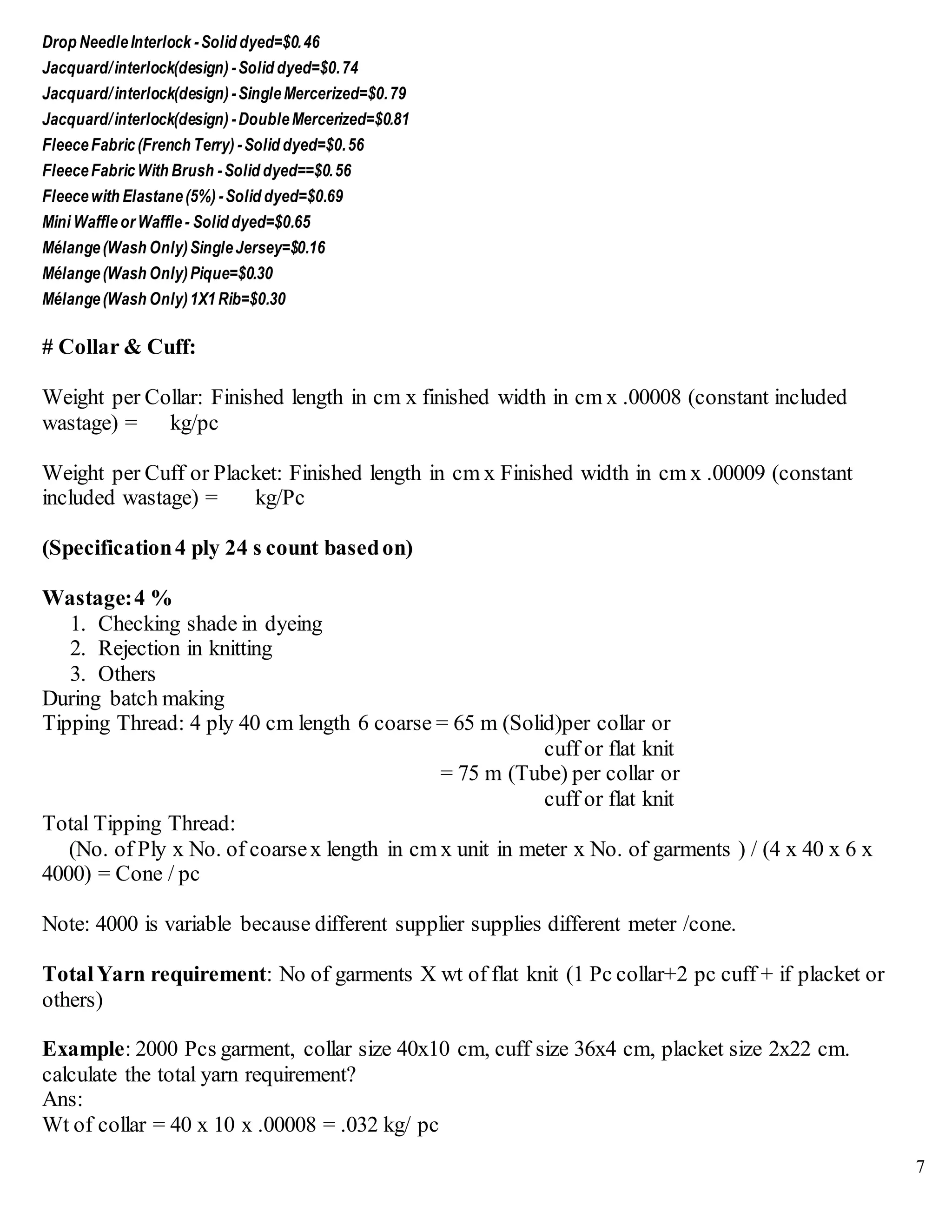 Garments Costing Method | DOCX