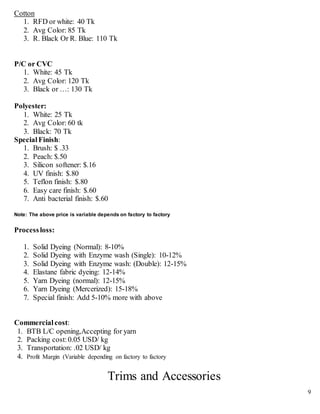 Garments Costing Method | DOCX