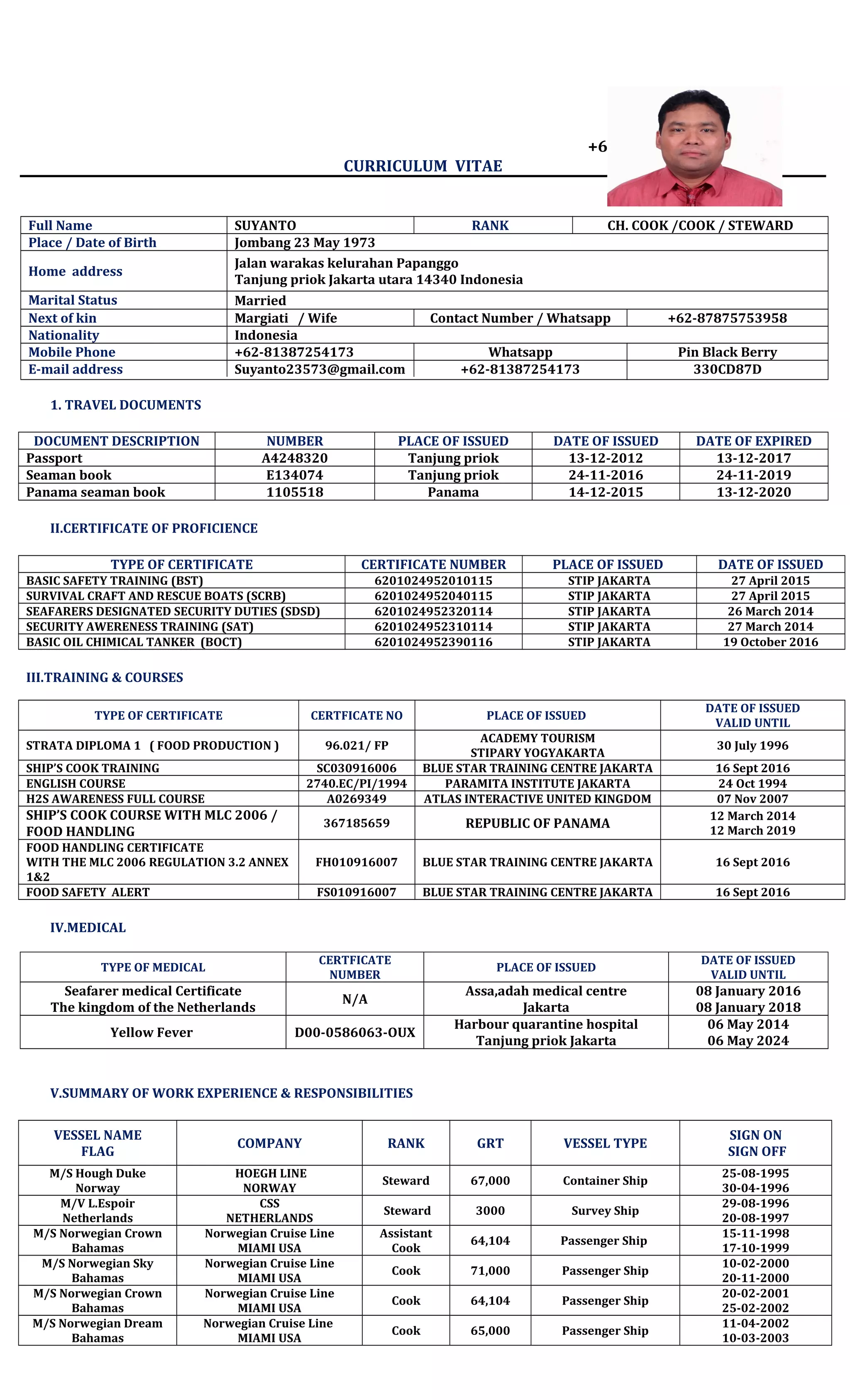 SUYANTO COOK CURRICULUM VITAE | DOC