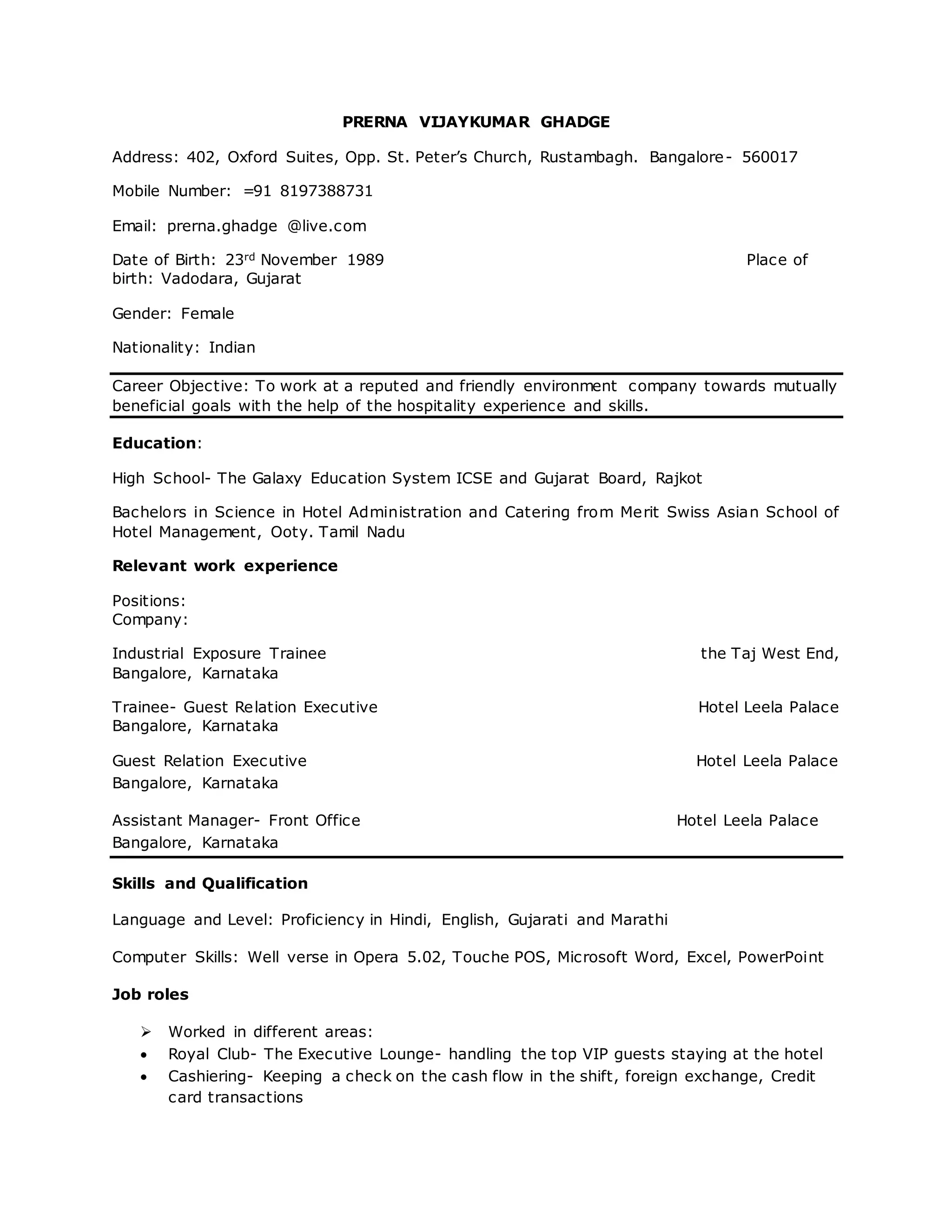 Prerna Resume | DOCX
