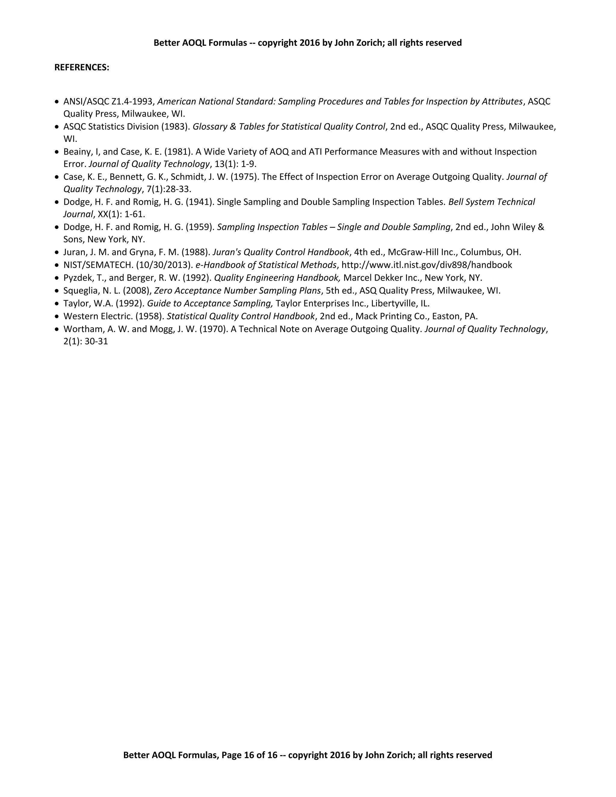 Better AOQ (and AOQL) Formulas | PDF