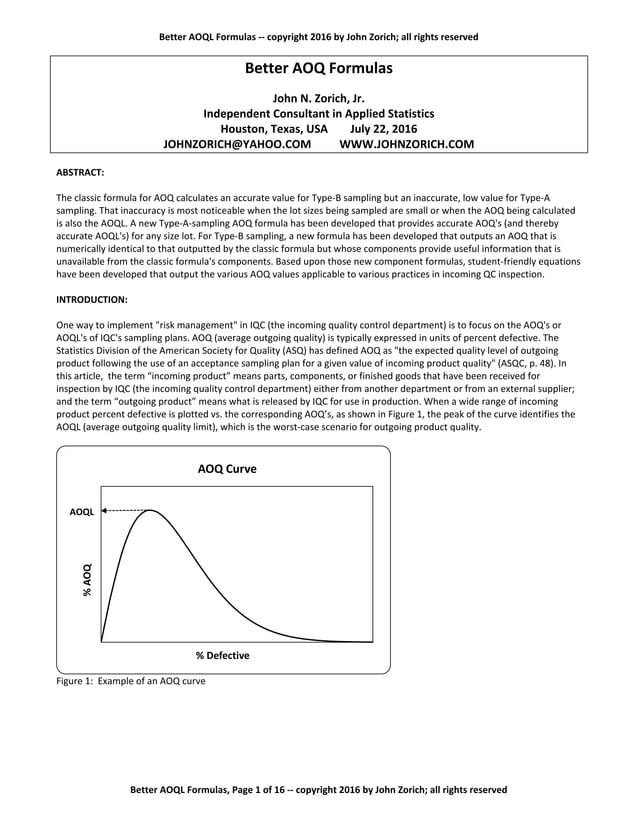 Better AOQ (and AOQL) Formulas | PDF