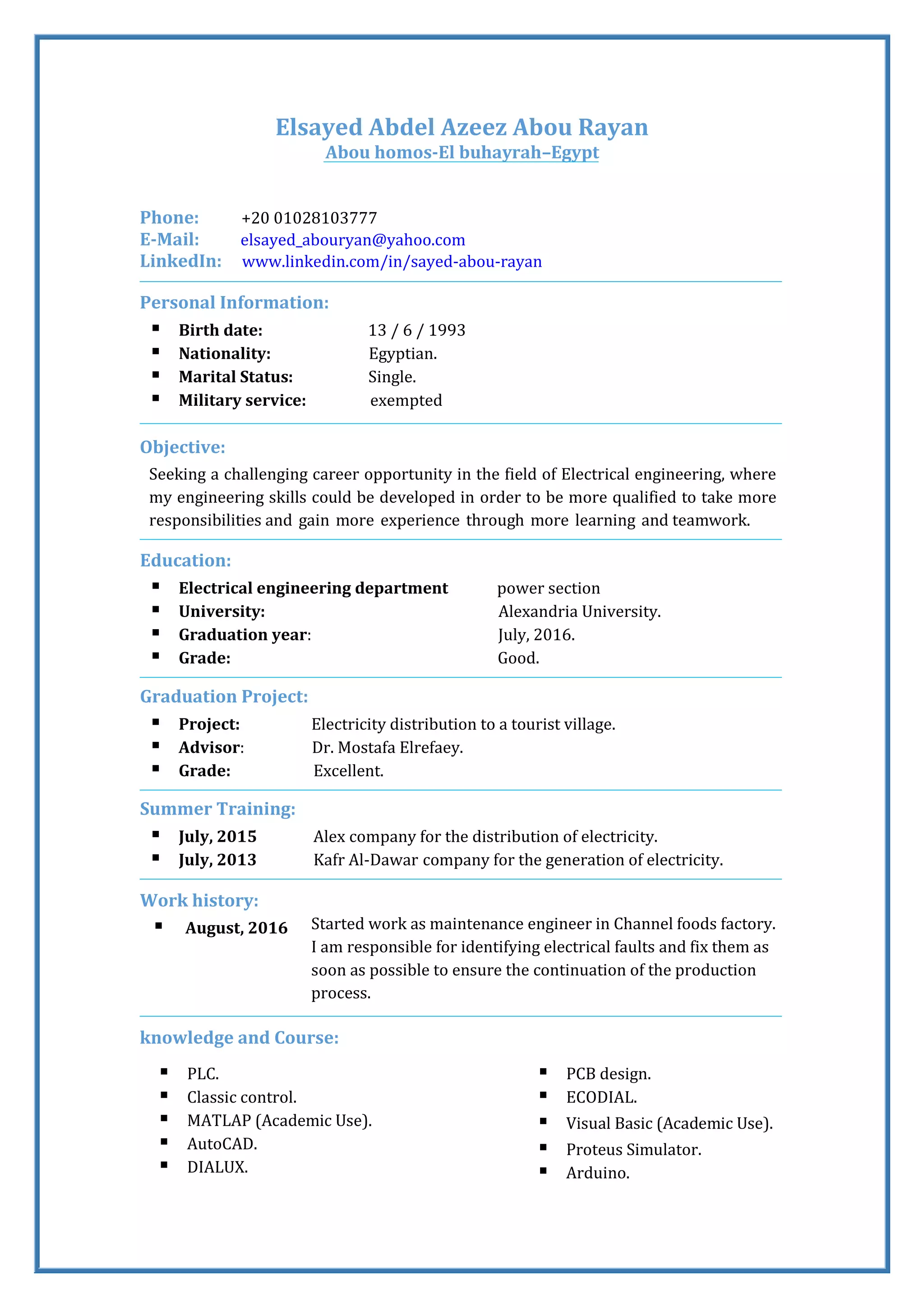 cv-sayed-electric engineer | PDF